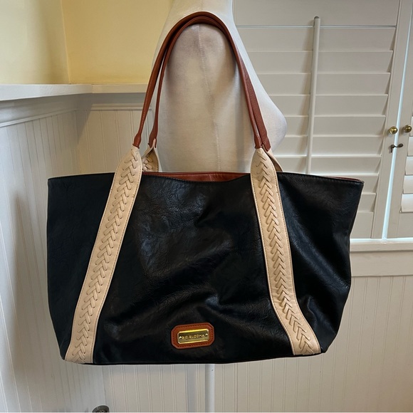 Big Buddha | Bags | Big Buddha Black Faux Leather Tote Shoulder Bag ...